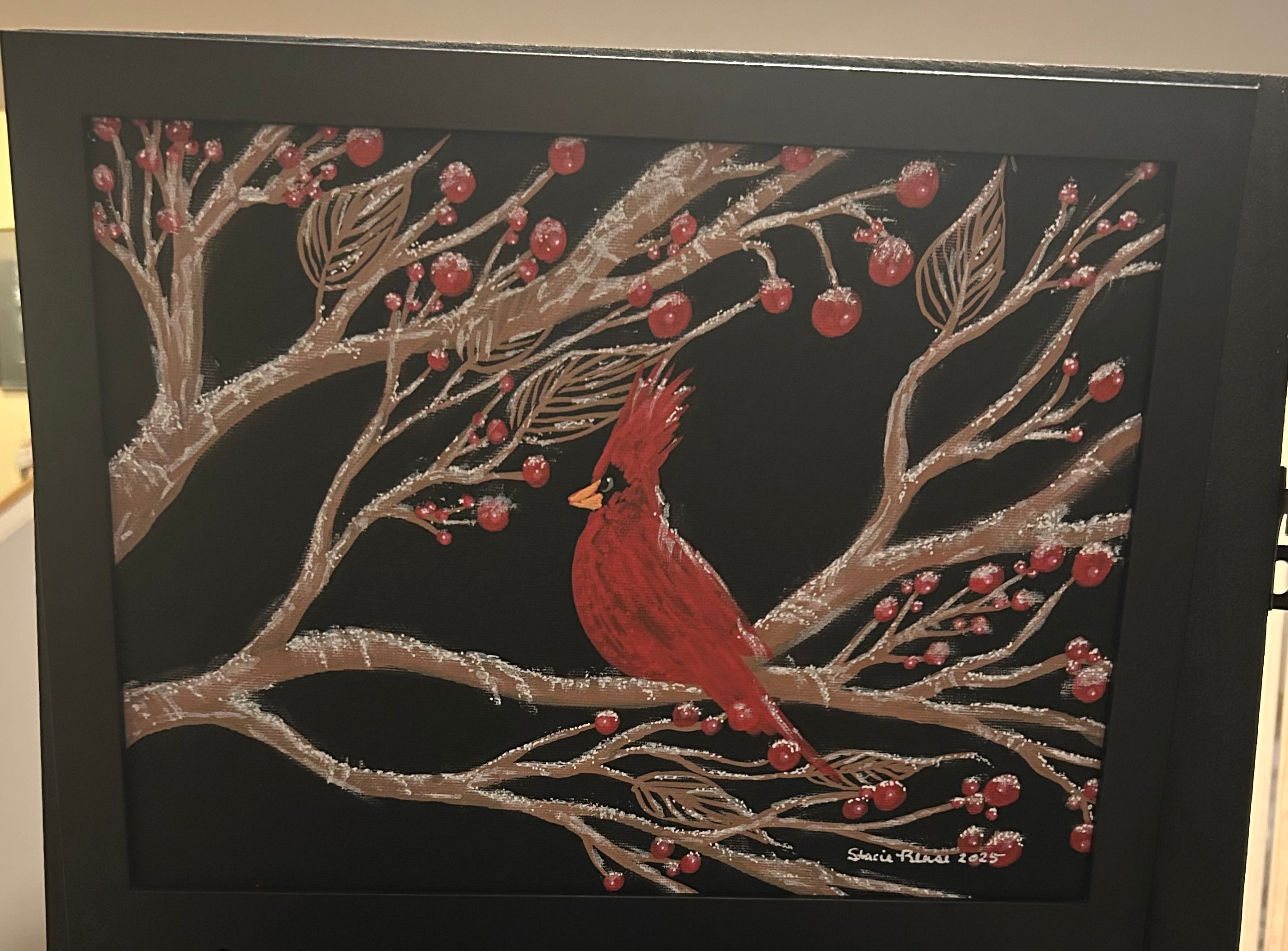 Snowy cardinal – Art Haven & Co.